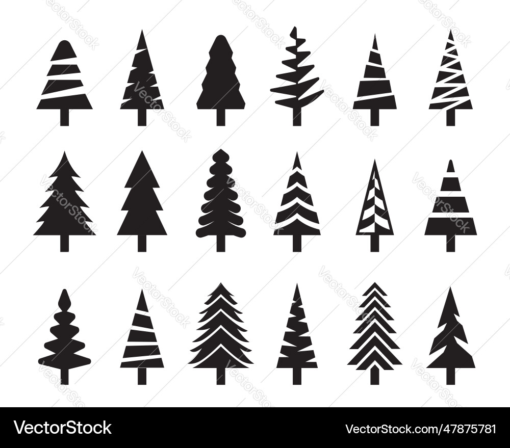 Pine tree silhouettes christmas trees Royalty Free Vector