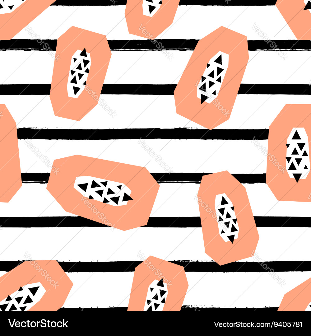Seamless papaya pattern Royalty Free Vector Image