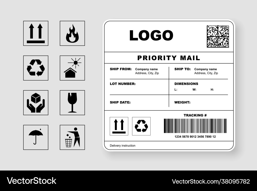 Cargo shipping label priority mail template Vector Image