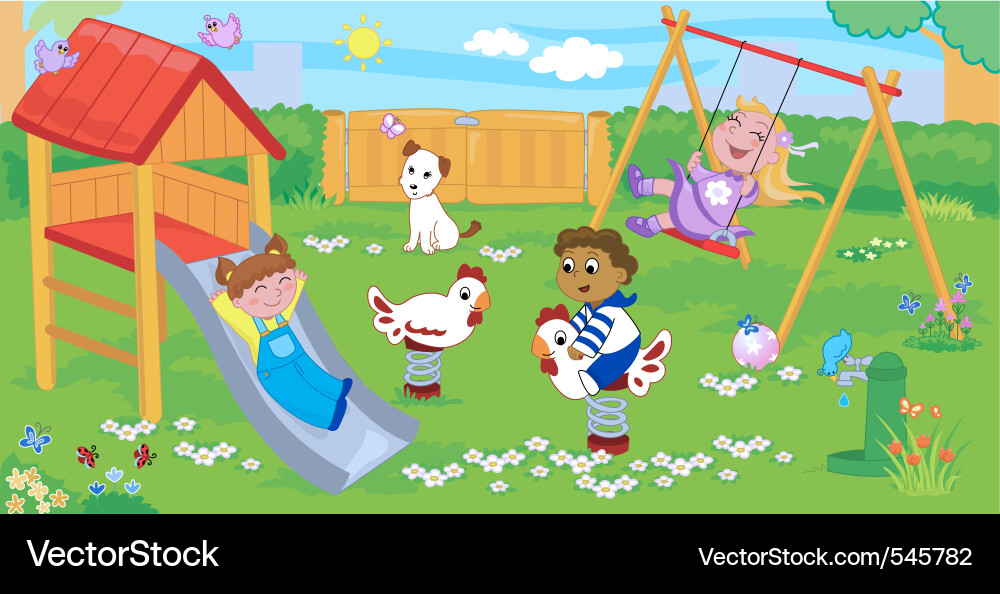 Children at the playground Royalty Free Vector Image