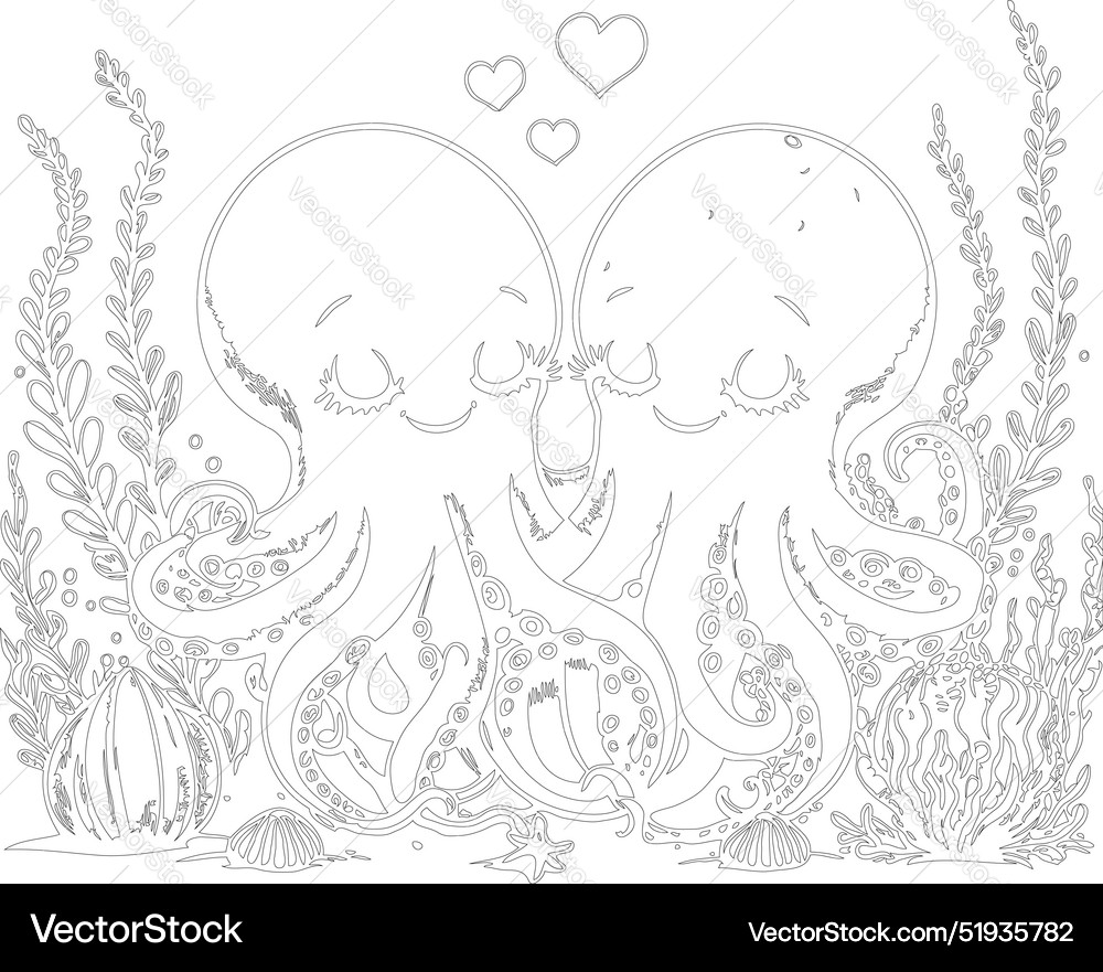 Cute octopus love stock Royalty Free Vector Image