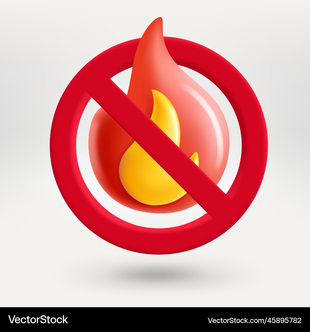 Flame icon in red circle with crossed line Vector Image