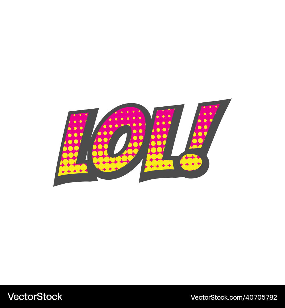 Lol text lettering comic cartoon with halftone Vector Image