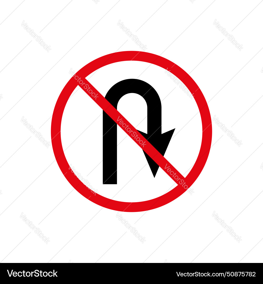 No u turn road sign icon set prohibition Vector Image