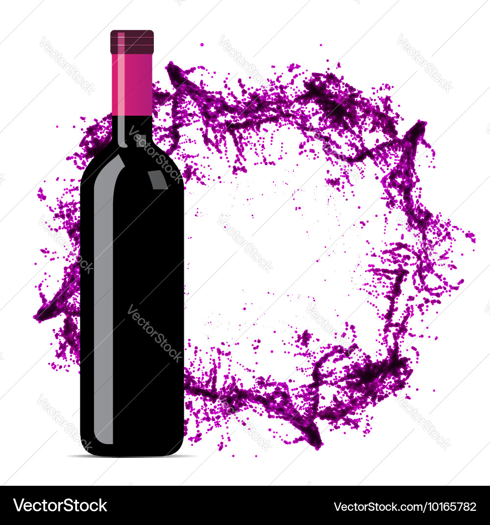 Red wine splash with bottle Royalty Free Vector Image