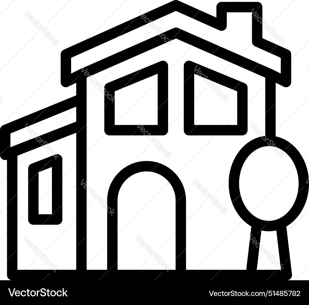 Simple house icon with trees Royalty Free Vector Image