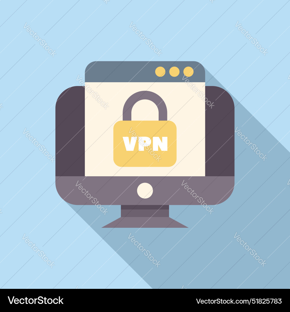 Computer showing vpn icon on screen for privacy Vector Image
