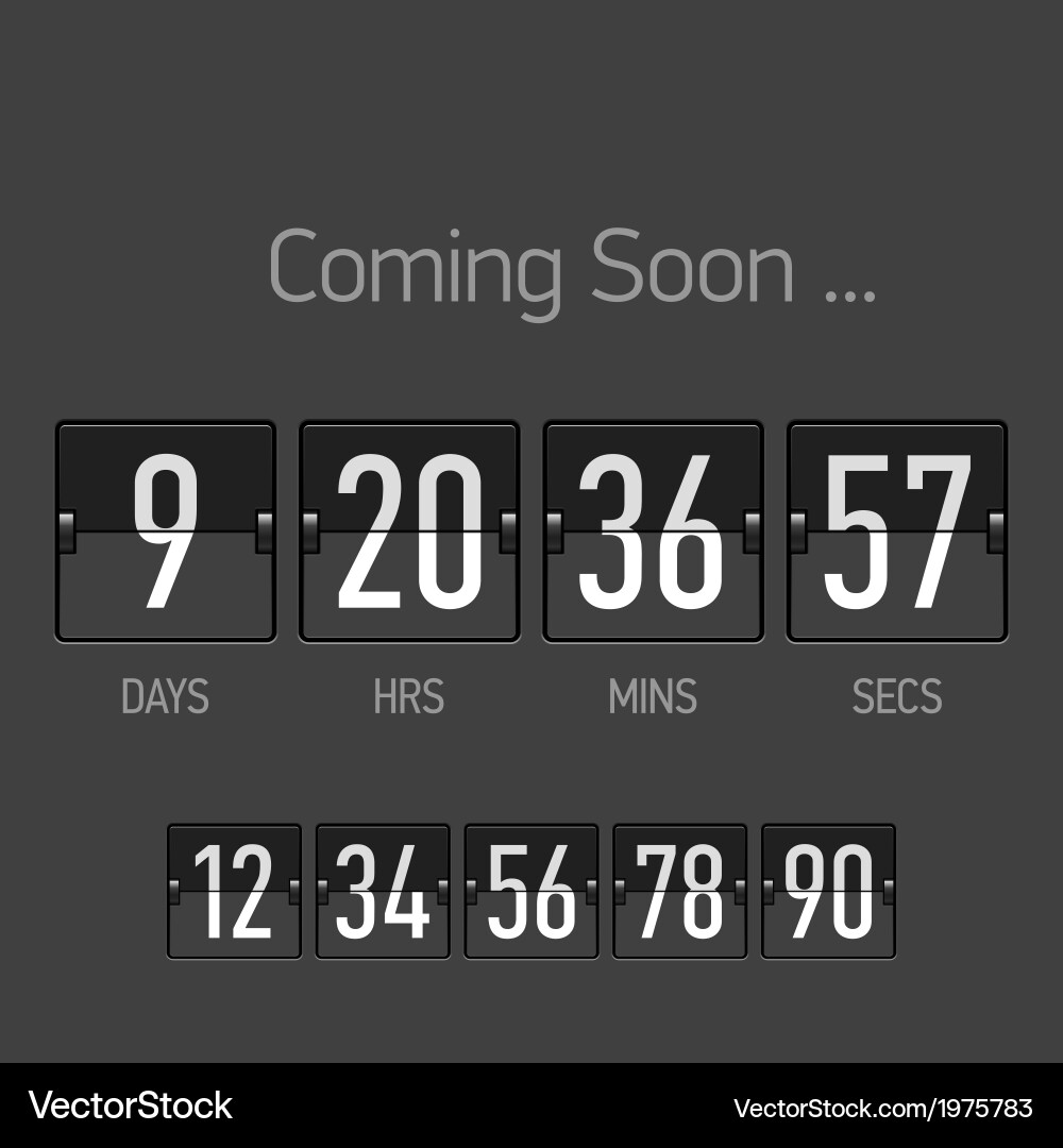 Flip coming soon countdown timer template Vector Image