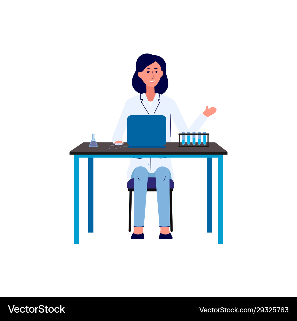 Laboratory researcher female character flat Vector Image