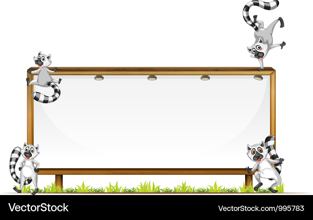 Lemurs on sign board Royalty Free Vector Image
