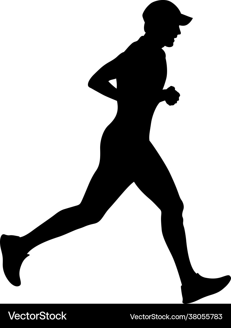 Male Runner Silhouette Silhouette Of Male Runner On A Treadmill Vector