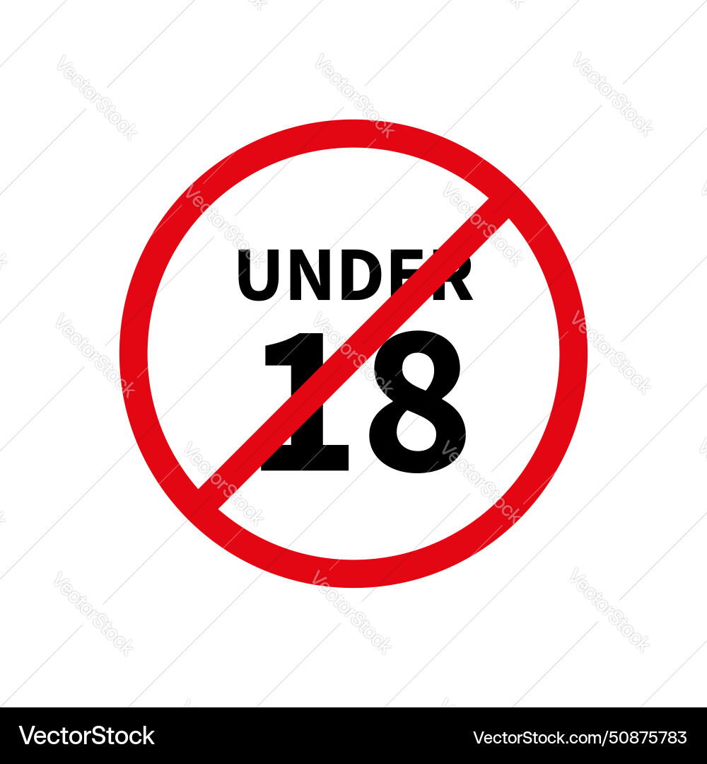 No under eighteen sign icon set restriction Vector Image