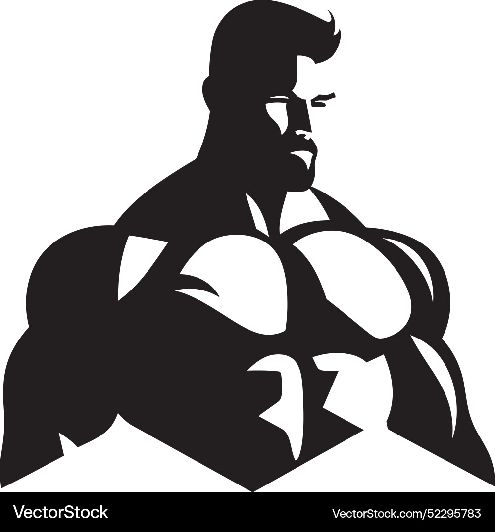 Shadowed stance bold bodybuilder muscles vigor Vector Image