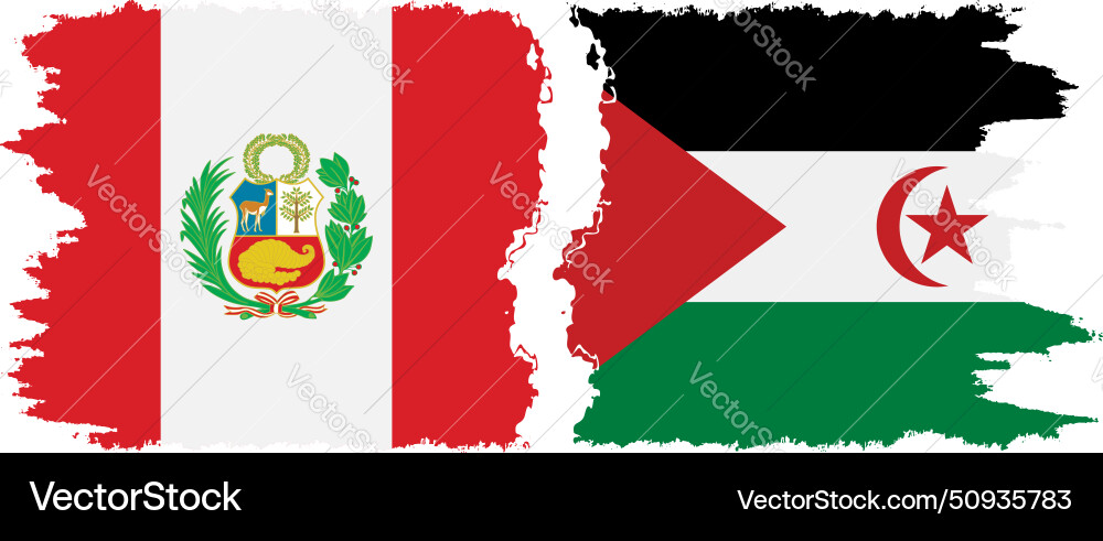 Western sahara and peru grunge flags connection Vector Image