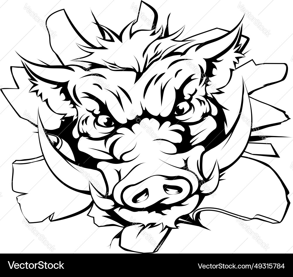 Boar charging through background Royalty Free Vector Image