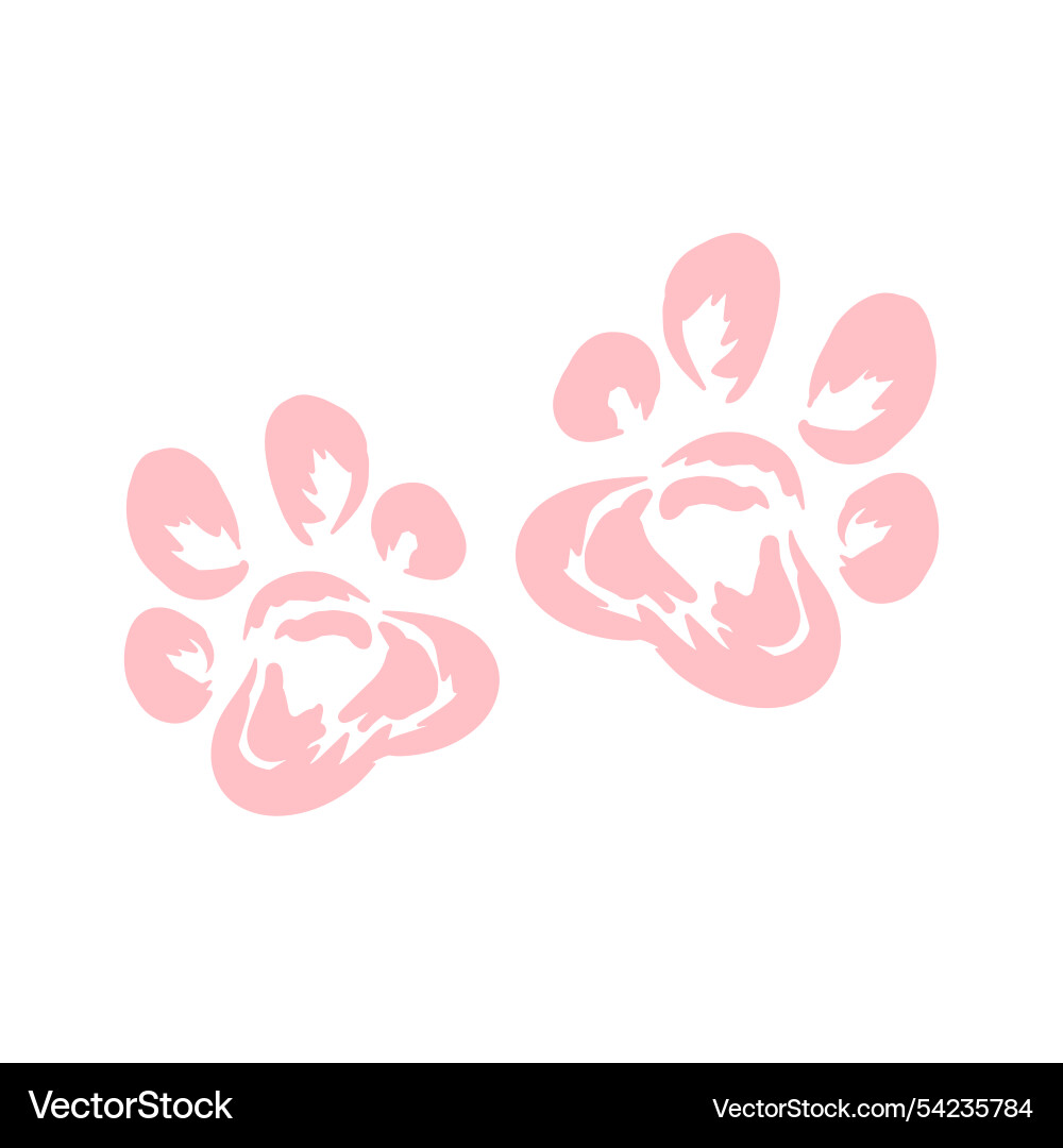 Cute pink paw prints on a white background ideal Vector Image