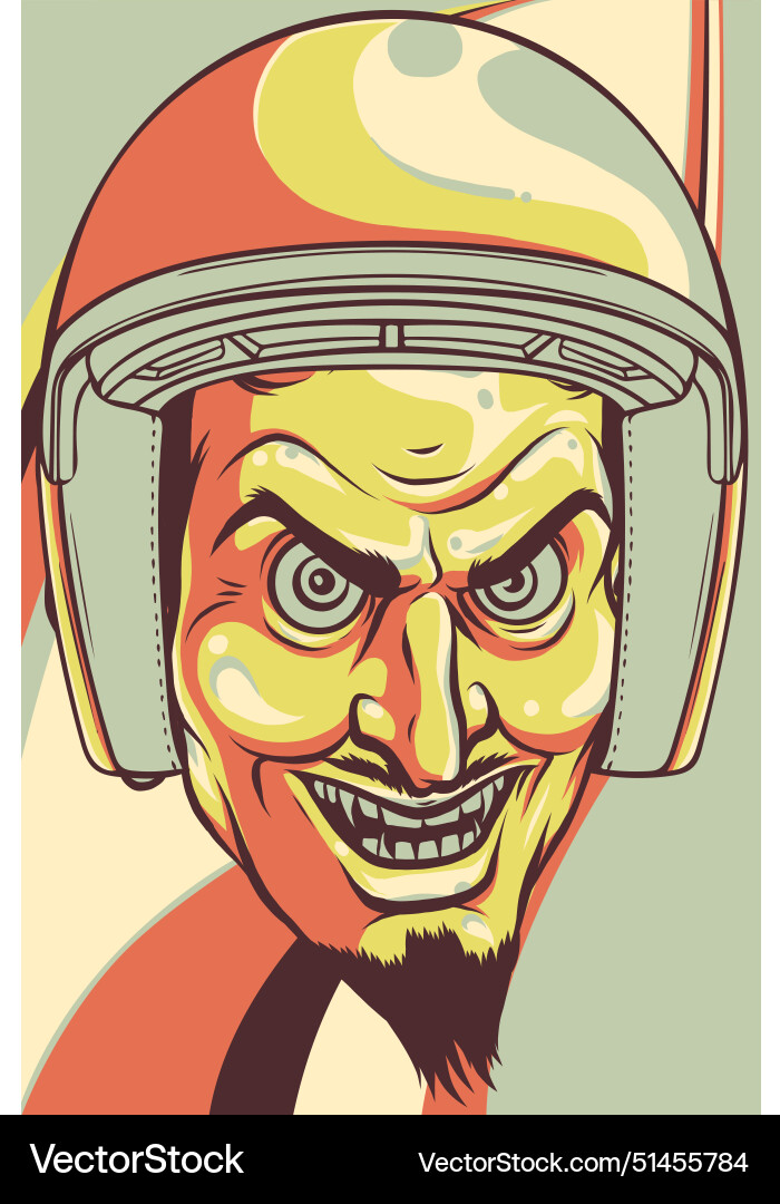 Devil head with helmet Royalty Free Vector Image