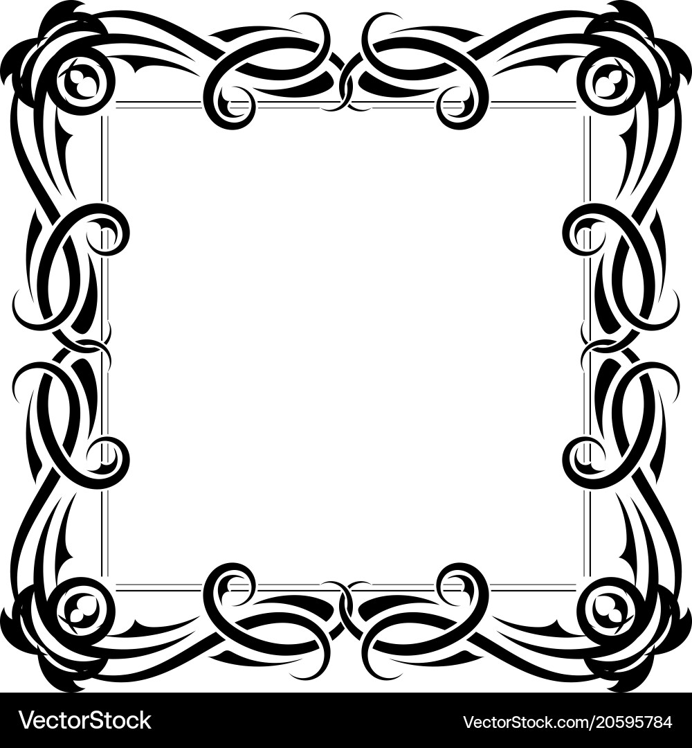 Floral decorative square frame black bold Vector Image