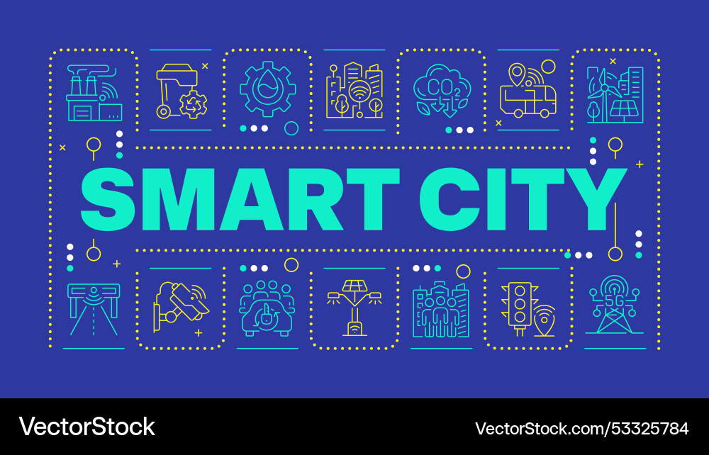 Smart city dark blue word concept Royalty Free Vector Image