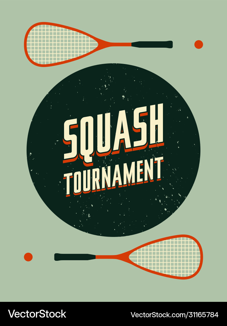 Squash tournament typographical vintage poster Vector Image