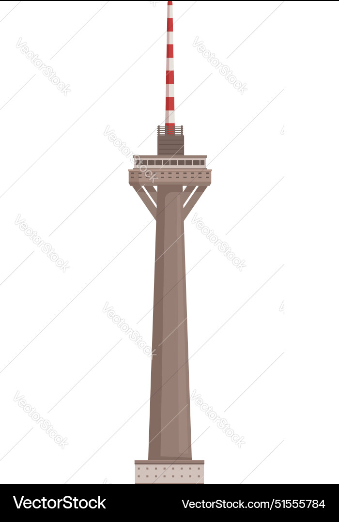 Tall television tower standing on concrete Vector Image