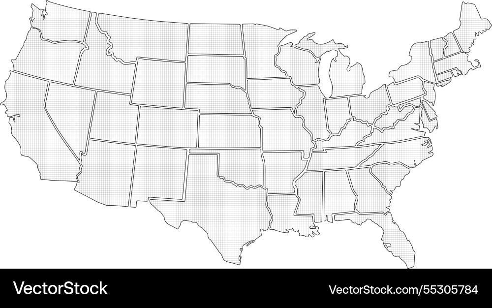 Usa grid outline map Royalty Free Vector Image