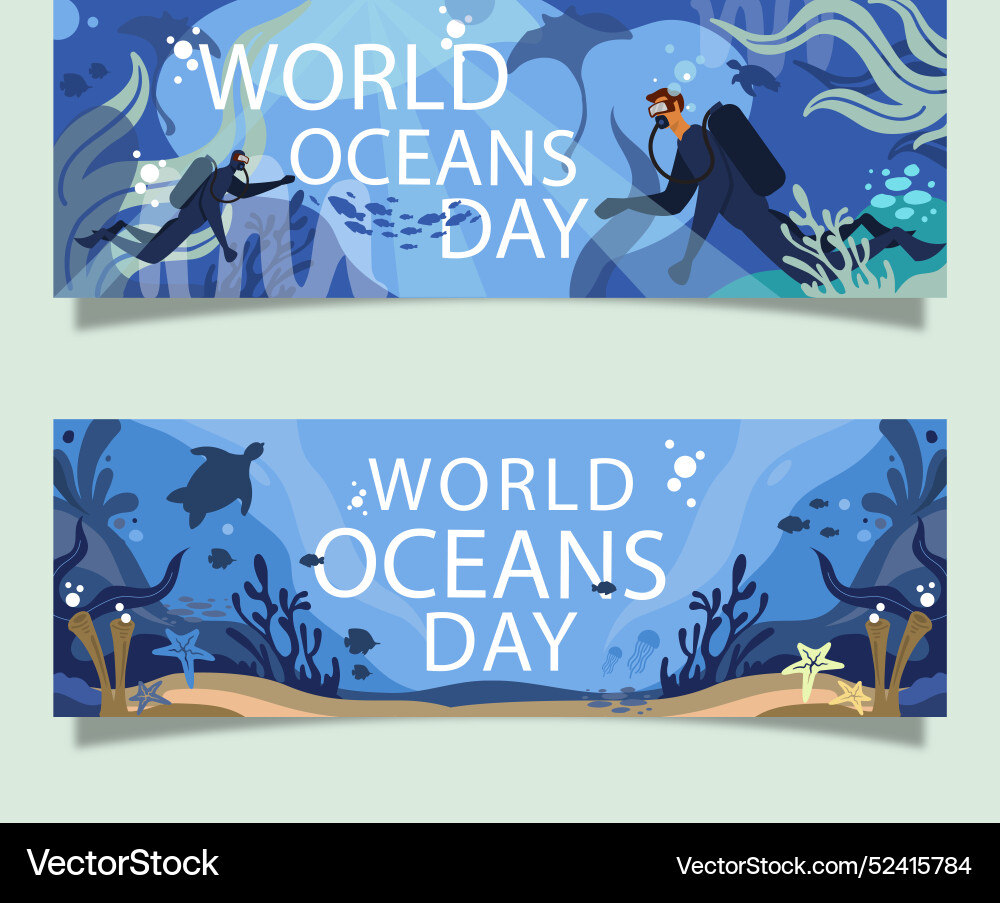 World oceans day banners design Royalty Free Vector Image