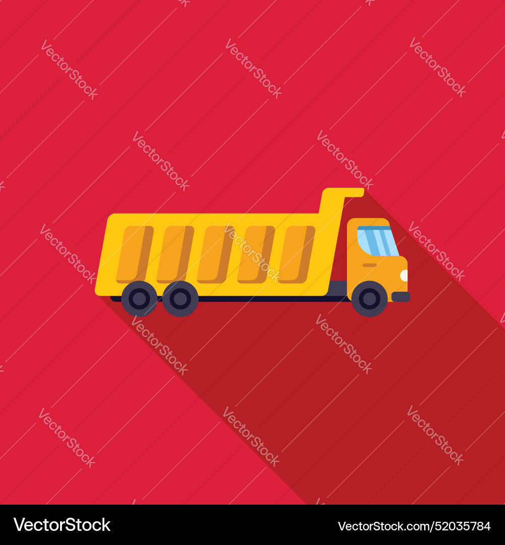 Yellow dump truck delivering cargo on construction