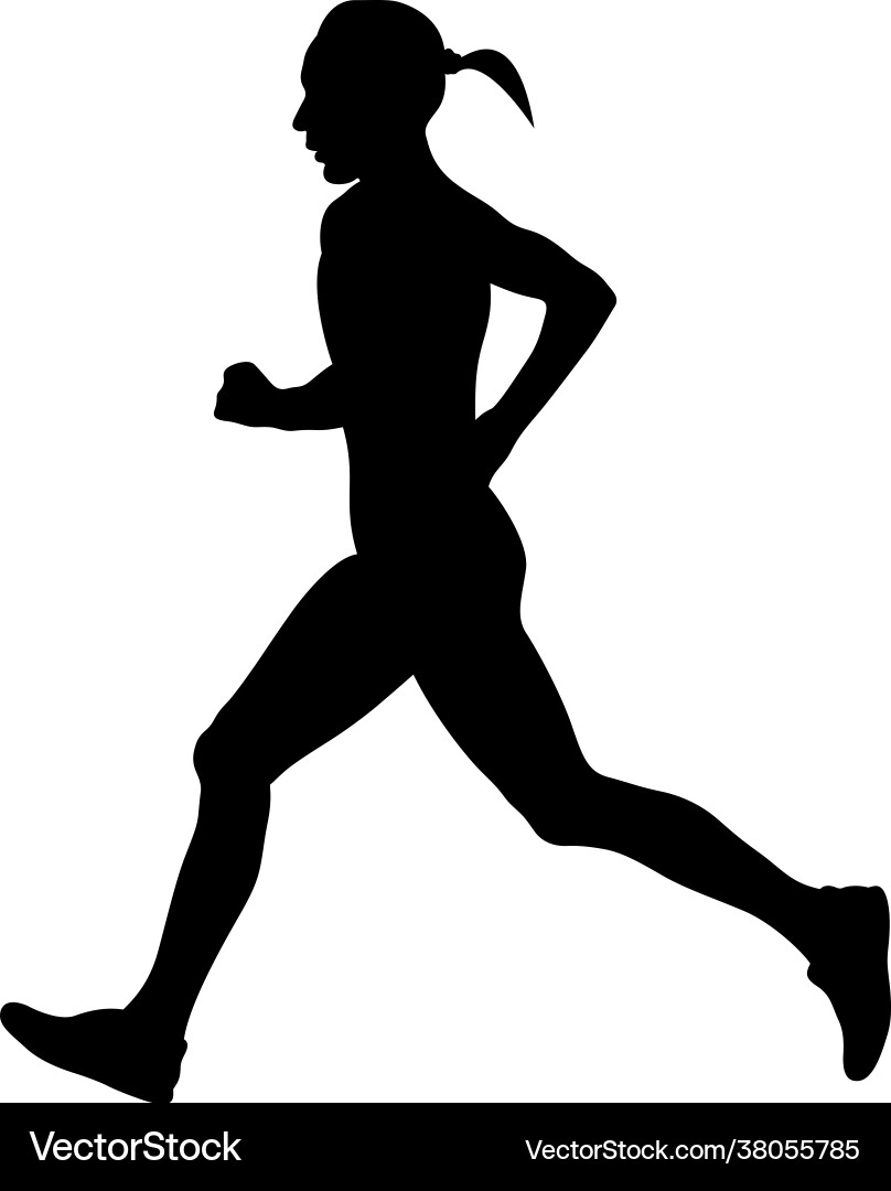 Black Silhouette Runner Marathon Royalty Free Vector Image