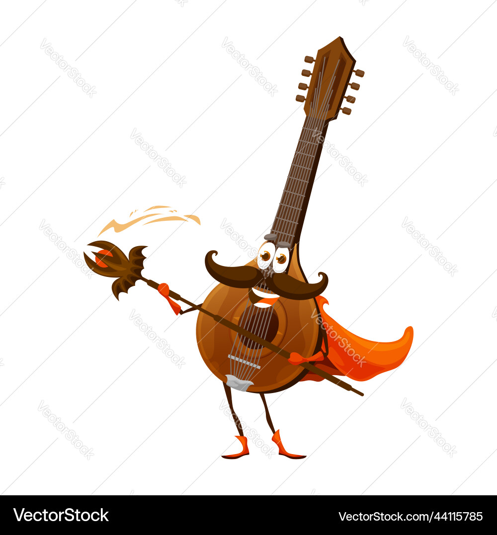 Cartoon mandolin magician character evil mage Vector Image