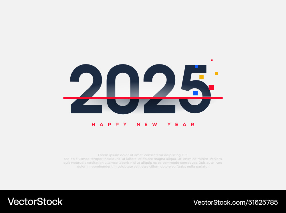 Happy new year 2025 with numbers cut by red lines Vector Image