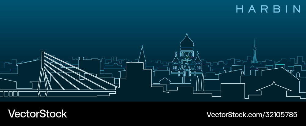 Harbin multiple lines skyline and landmarks Vector Image