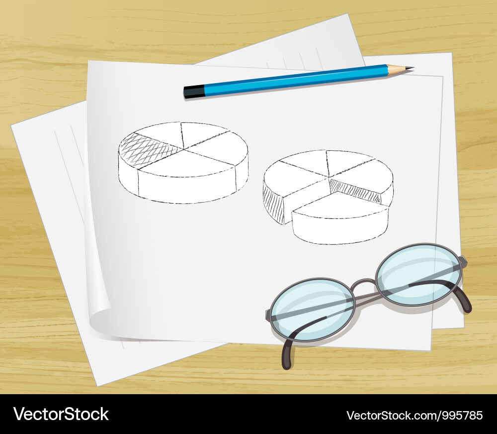 Planning pie chart paper Royalty Free Vector Image