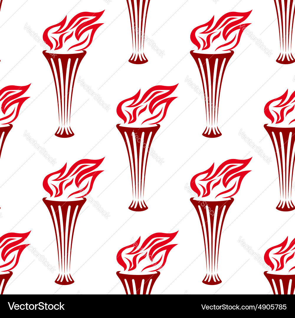 Seamless pattern of a red flaming torches Vector Image