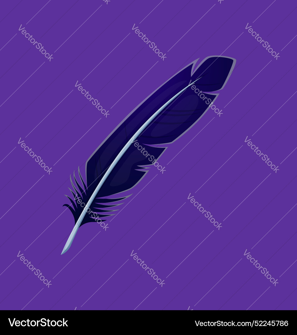 Cartoon halloween raven feather quill Royalty Free Vector