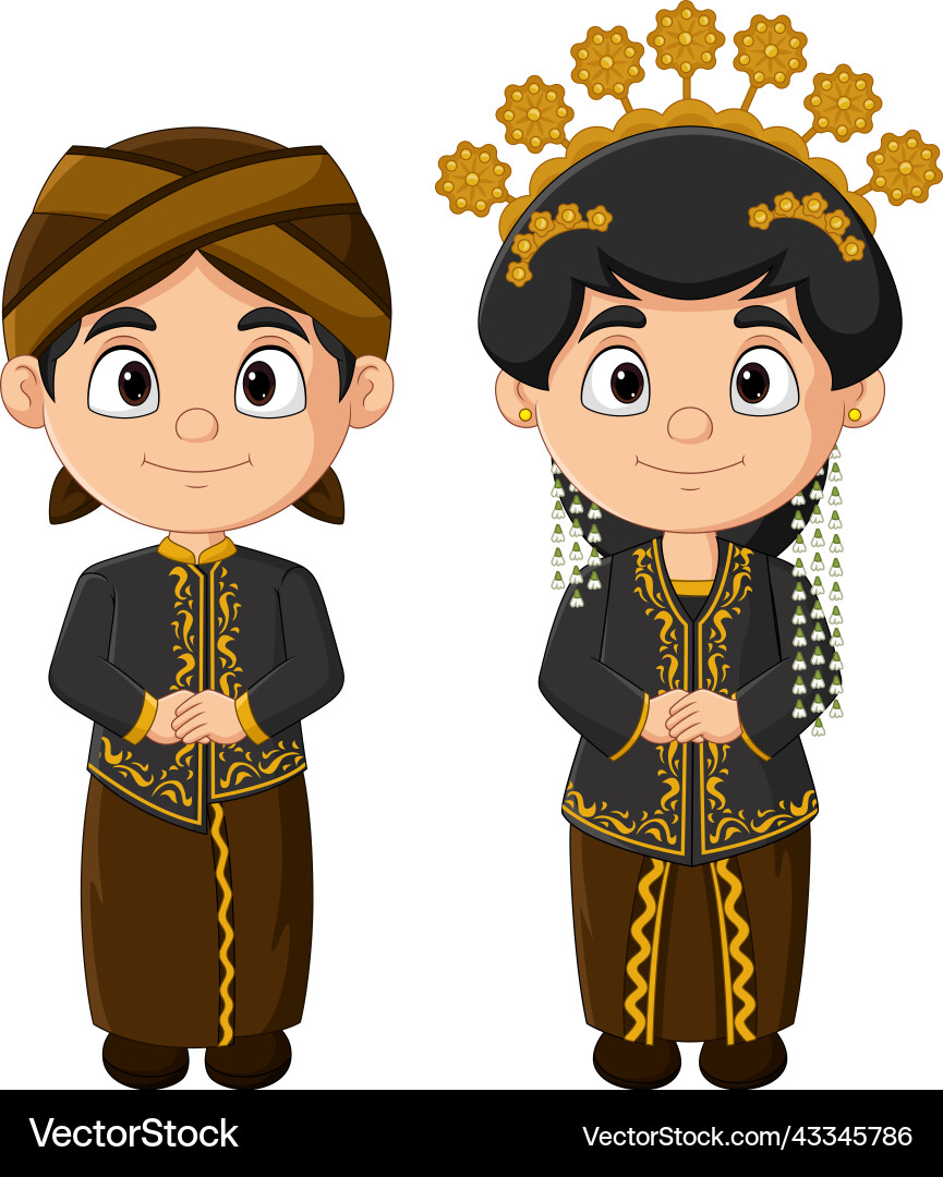 Cartoon indonesian couple Royalty Free Vector Image