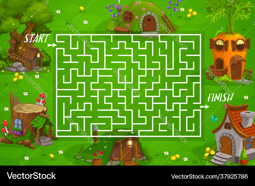Fairy Maze Homes & Forest Game Royalty Free Vector Image