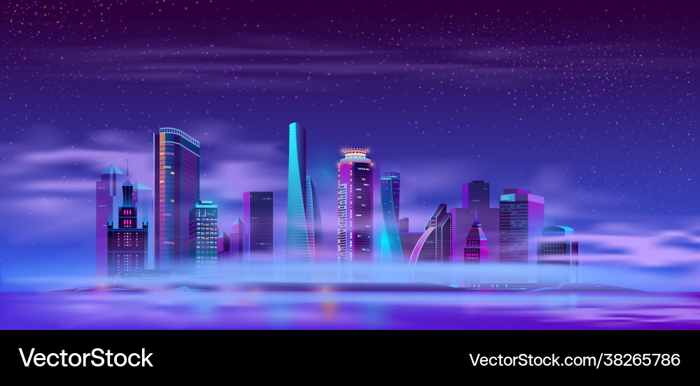 Future city on artificial island cartoon Vector Image