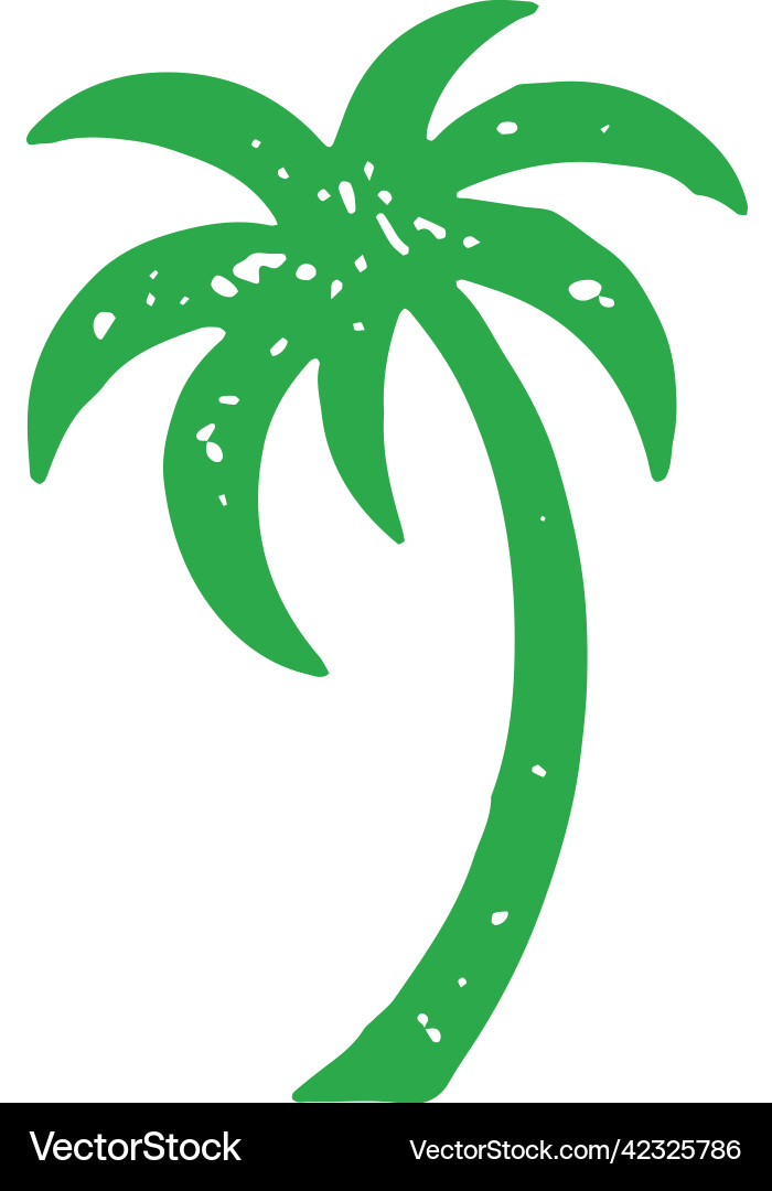 Hand drawn natural green curved palm tree Vector Image