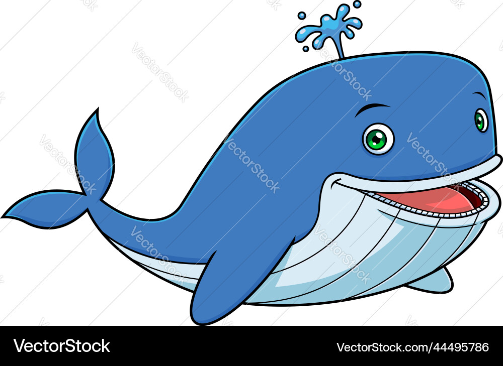Happy cute whale cartoon character Royalty Free Vector Image