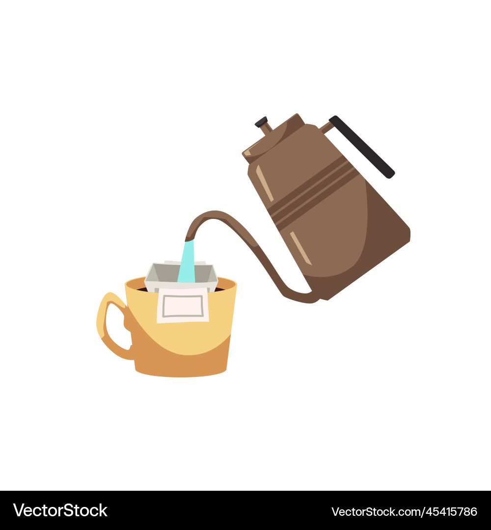 Pouring hot water over paper filter with ground Vector Image