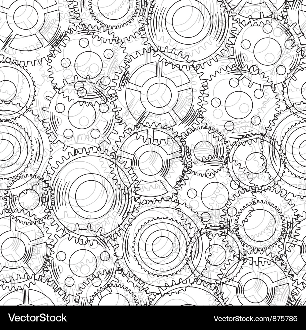 Seamless texture with mechanical gear and cogwheel