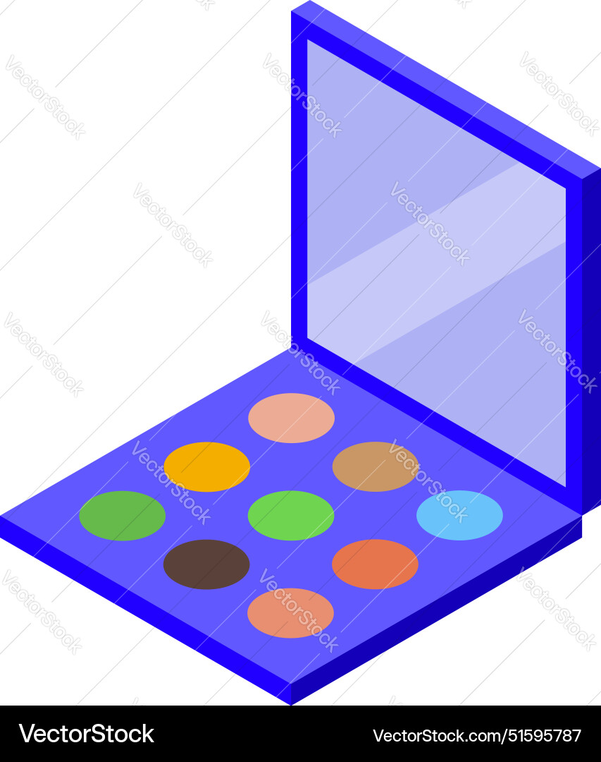 Blue eyeshadow palette open showing colorful Vector Image