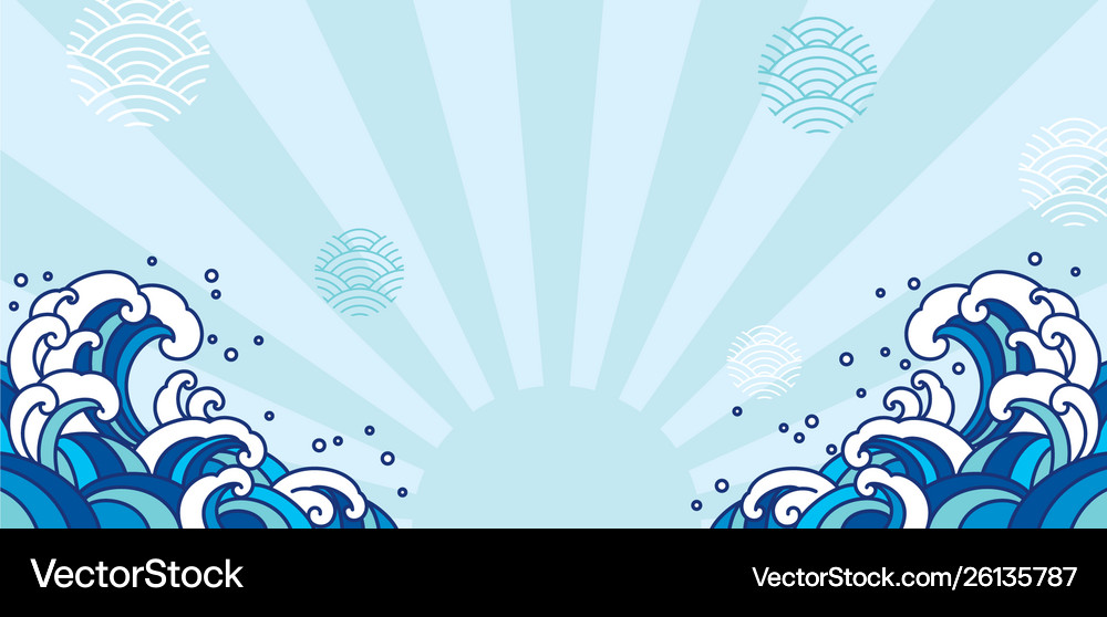 Blue oriental wave japan asian Royalty Free Vector Image