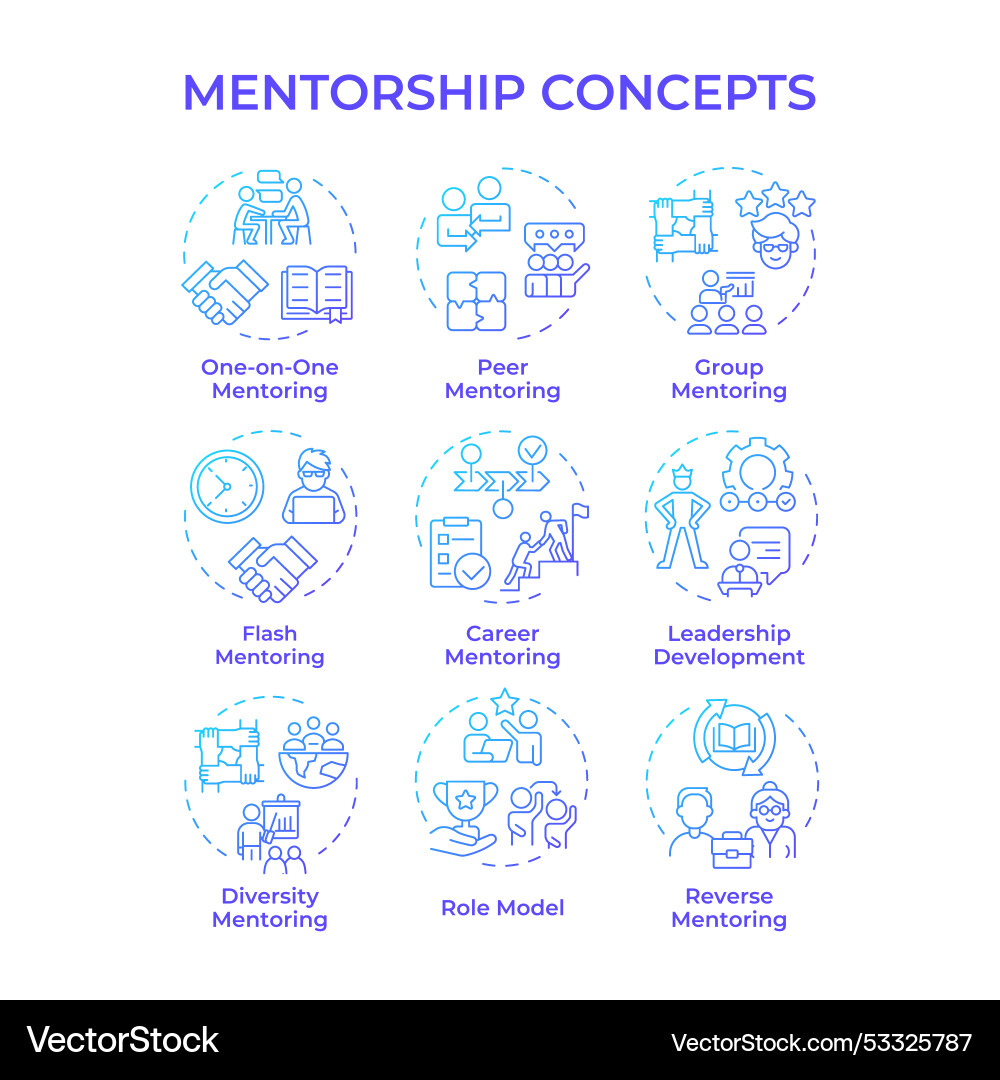 Mentorship Icons - Blue Gradient Royalty Free Vector Image
