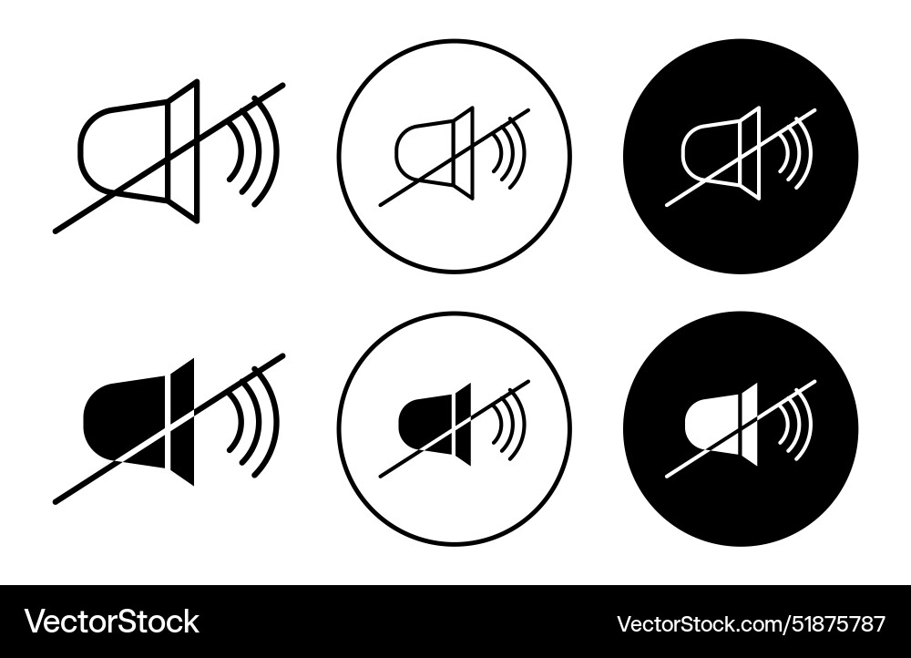 Mute sound line icon outline flat Royalty Free Vector Image