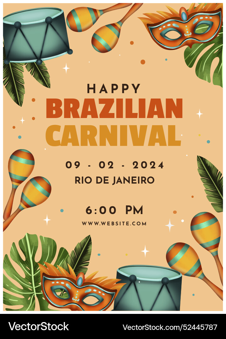 Watercolor vertical poster template for brazilian Vector Image