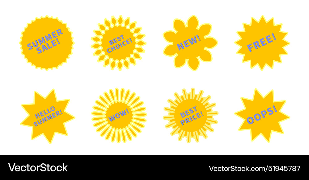 Yellow stickers promo set collection Royalty Free Vector