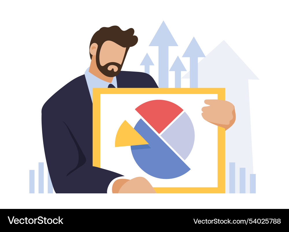 Businessman holding board with chart professional Vector Image
