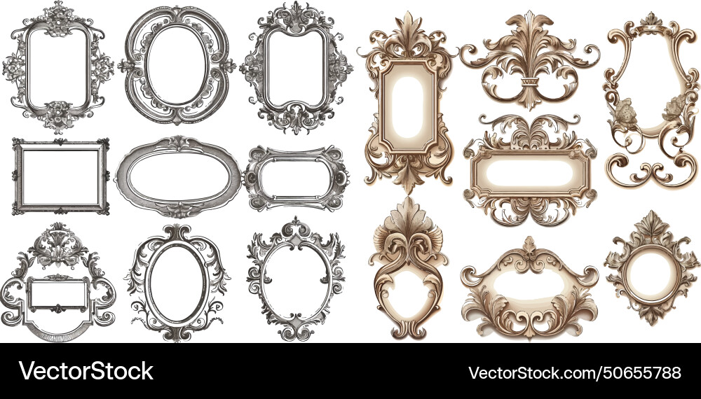Calligraphic frame elements Royalty Free Vector Image
